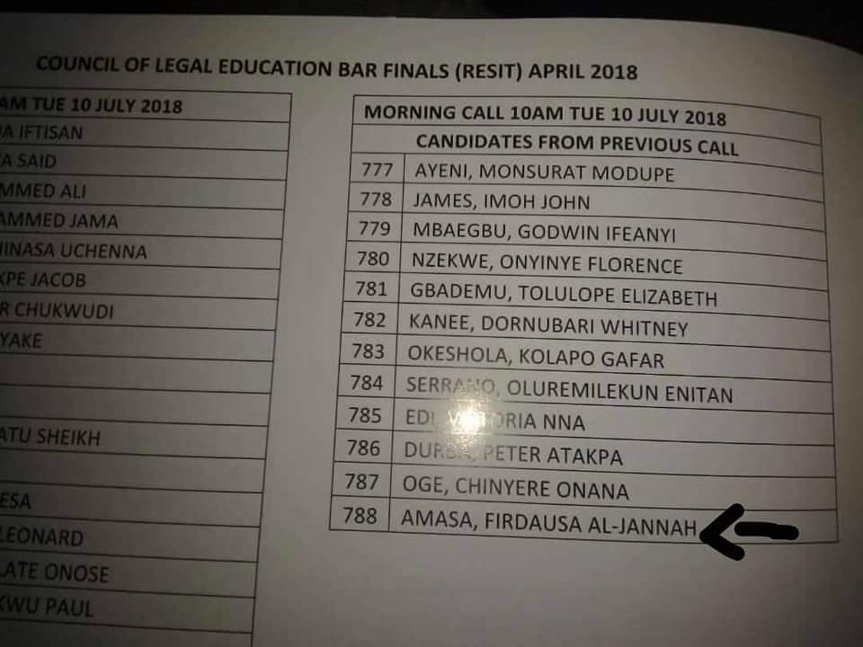 How Firdaus Amasa Broke the Hijab/Call to Bar Jinx - Muslim News Nigeria