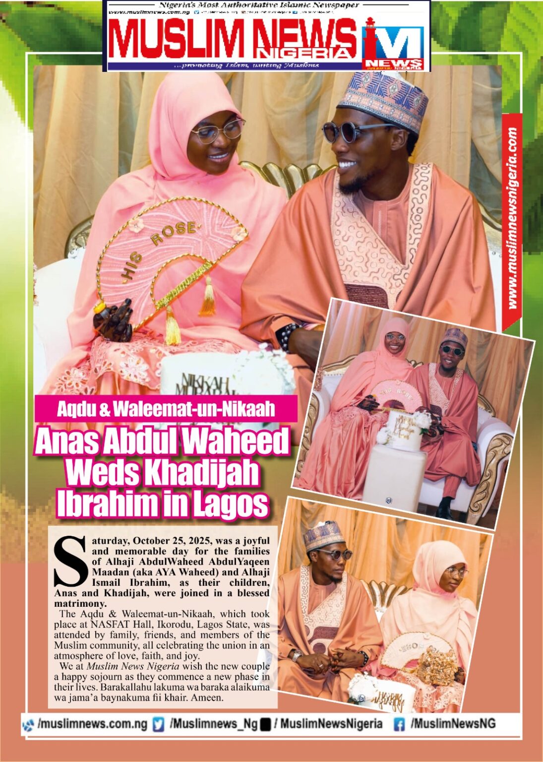NIKAAH: Anas Abdul Waheed Weds Khadijah Ibrahim in Lagos - Muslim News ...